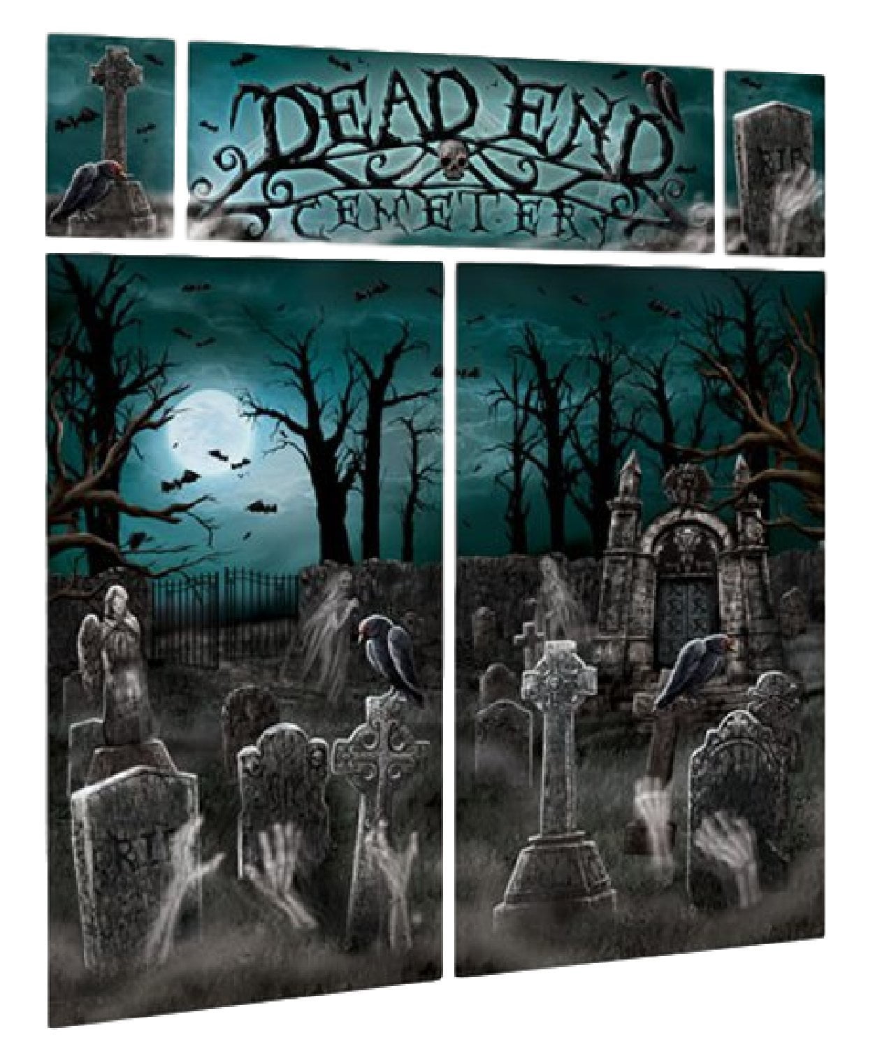 Fancy Me Large Halloween Party Scene Setter Spooky Creepy Scary ...