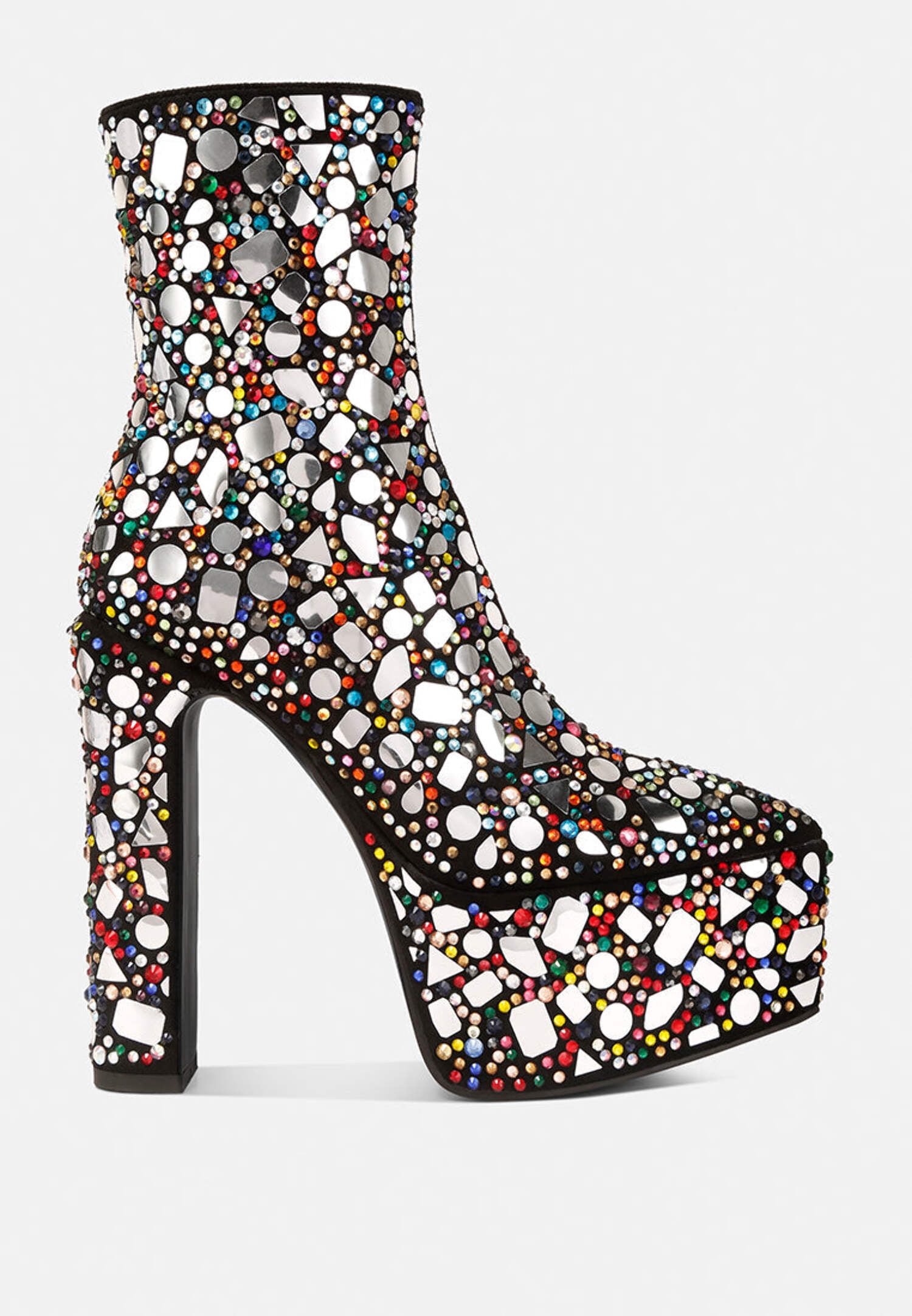 Fancy Mirror Embellished Platform High Heel Boots - Walmart.com