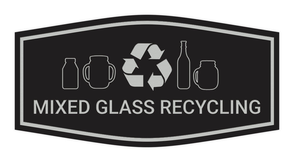 Fancy Mixed Glass Recycling Sign (Black / Silver) - Small - Walmart.com