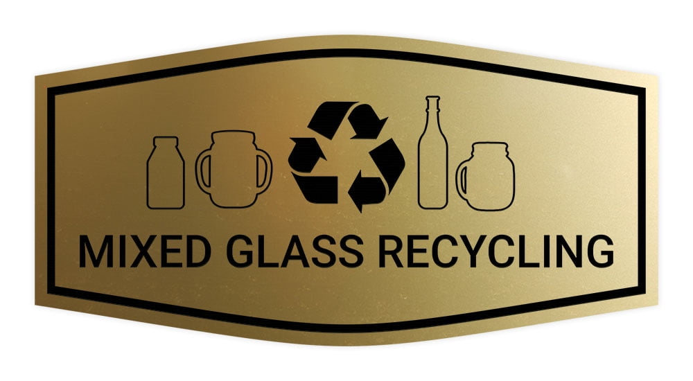 Fancy Mixed Glass Recycling Sign (Brushed Gold) - Large - Walmart.com