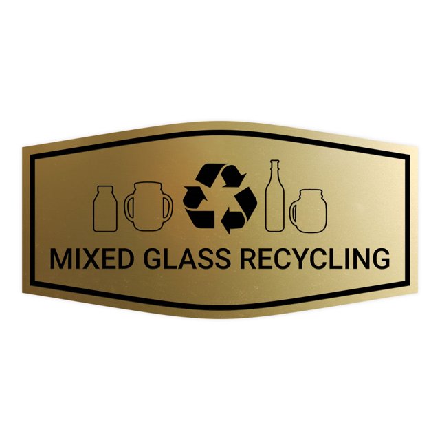 Fancy Mixed Glass Recycling Sign (Brushed Gold) - Large - Walmart.com