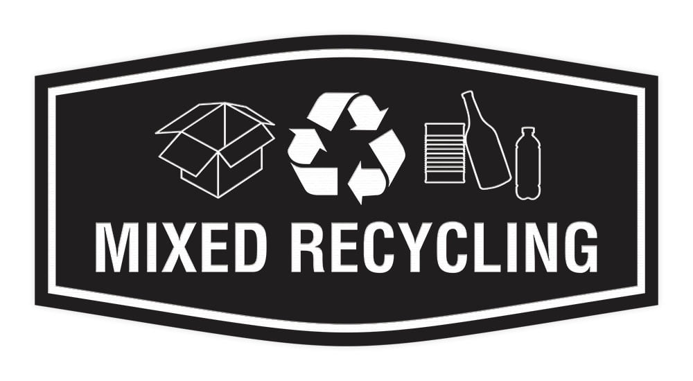 Fancy Mixed Recycling Sign (Black) - Large - Walmart.com