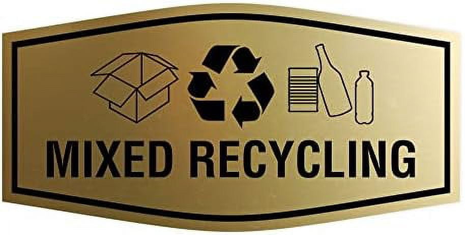 Fancy Mixed Recycling Sign (Brushed Gold) - Medium - Walmart.com