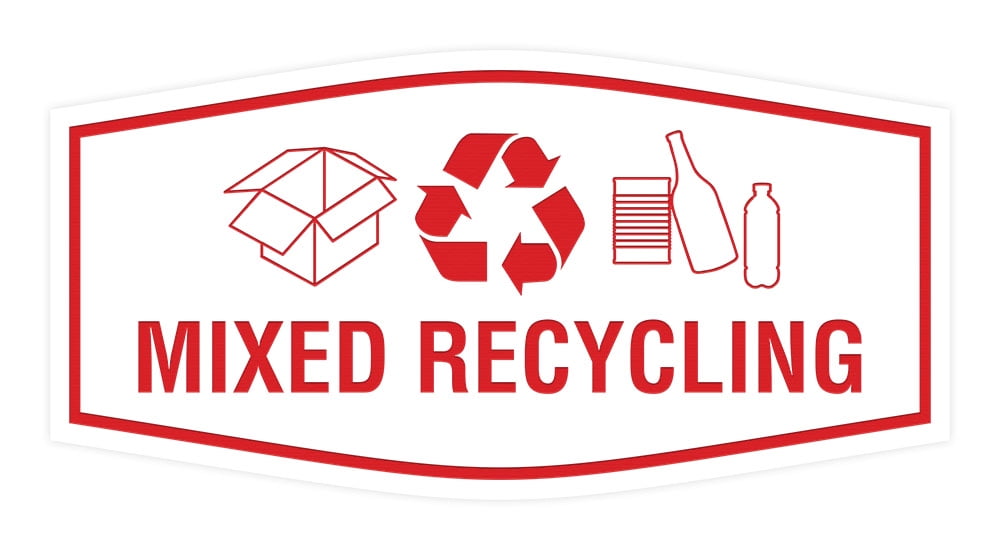 Fancy Mixed Recycling Sign (White/Red) - Large - Walmart.com