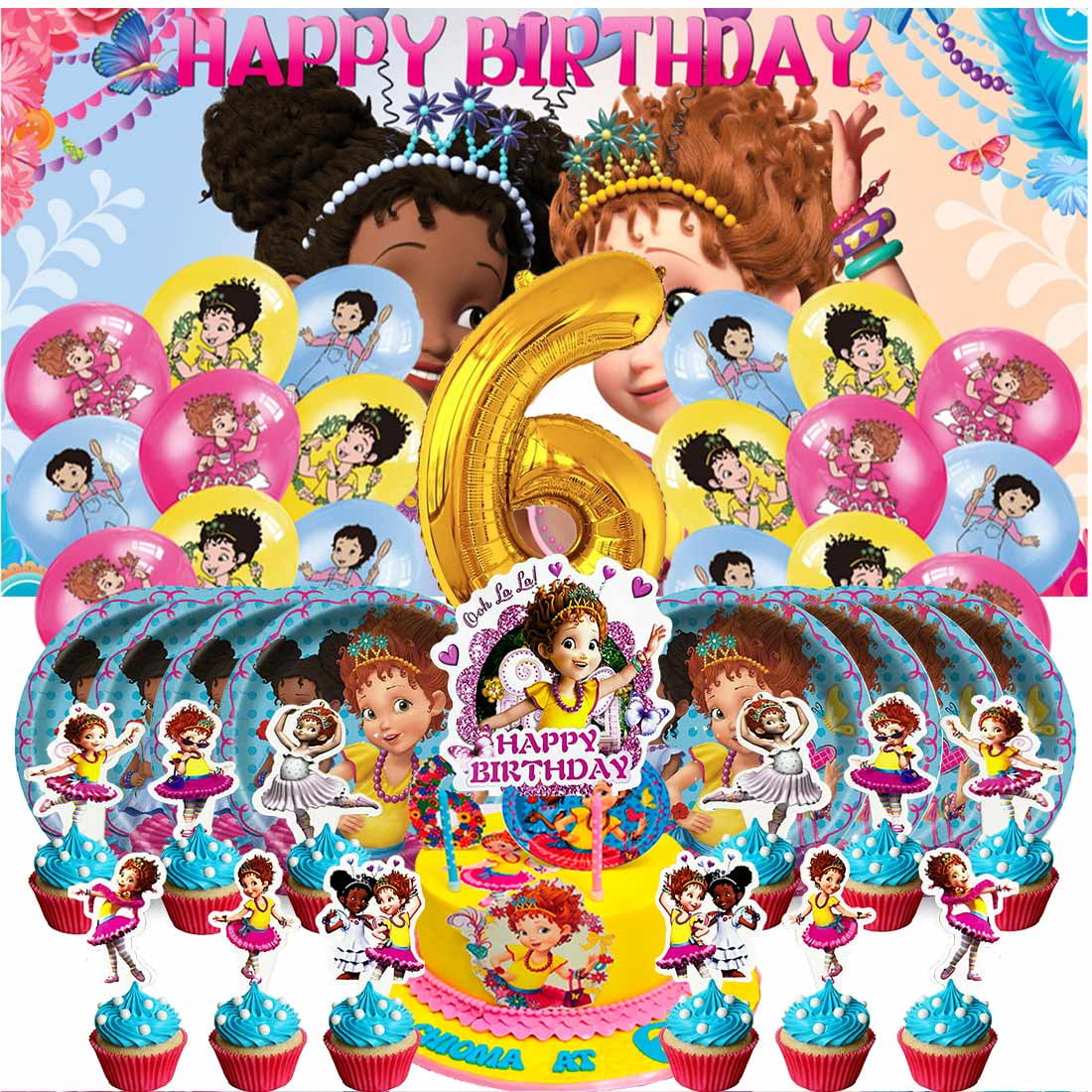 Fancy Nancy Balloons Party Supplies 6th Decor Tableware Birthday Cake ...