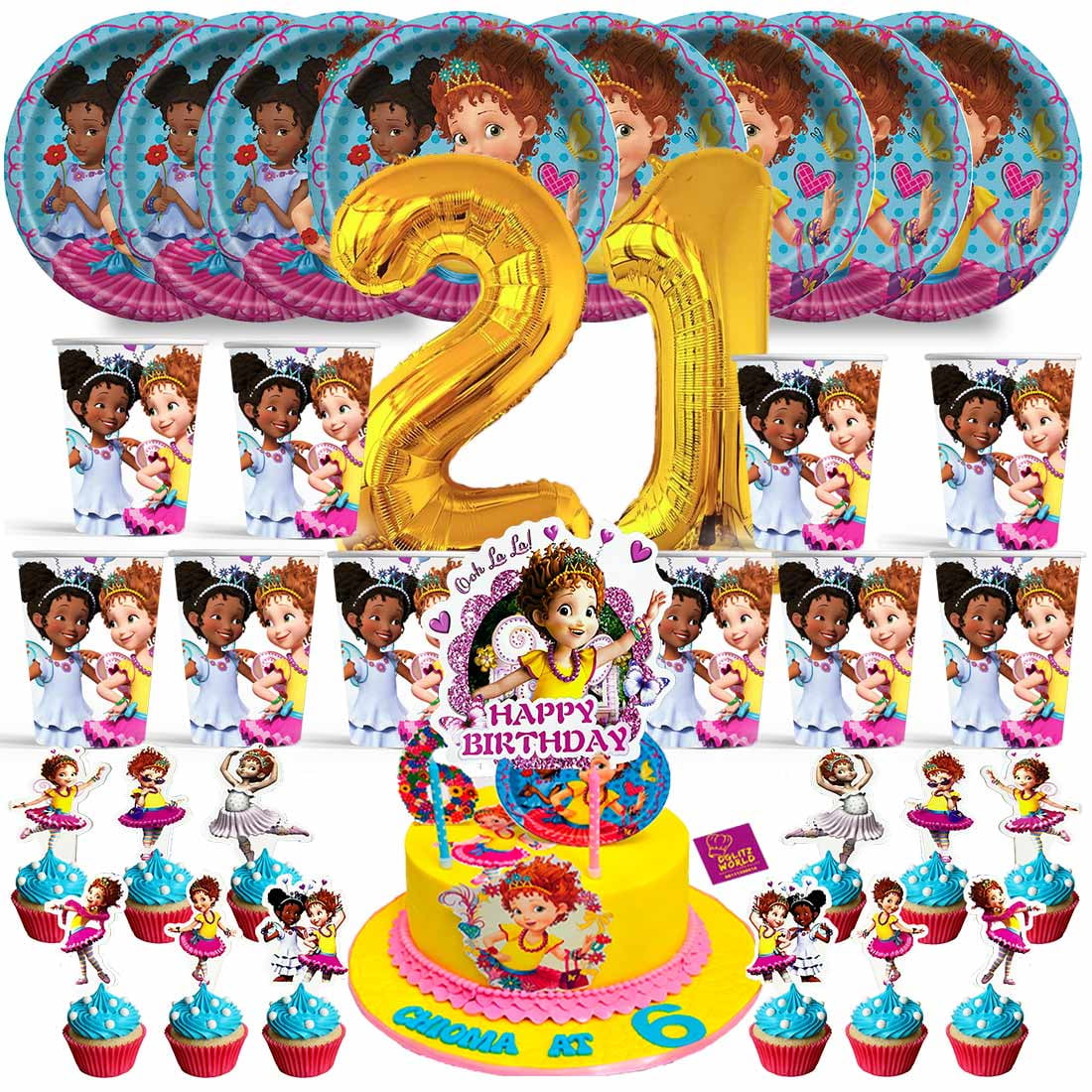 Fancy Nancy Birthday 21th Cups Party Supplies Plates Fans Decorations ...