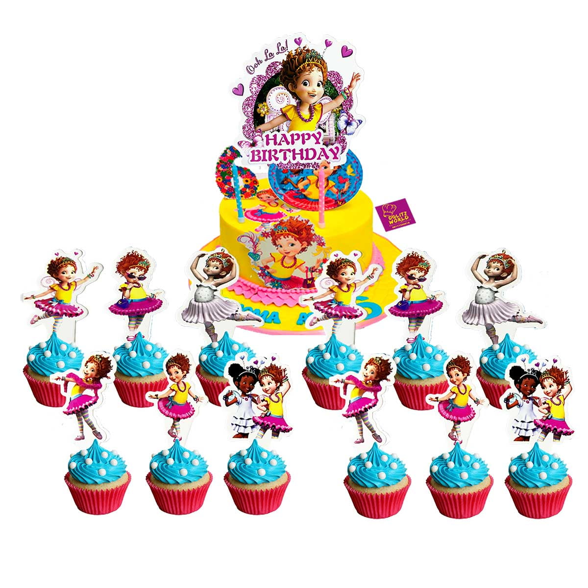 Fancy Nancy Cake Topper CupcakeS Set Birthday Party Supplies Decoration ...