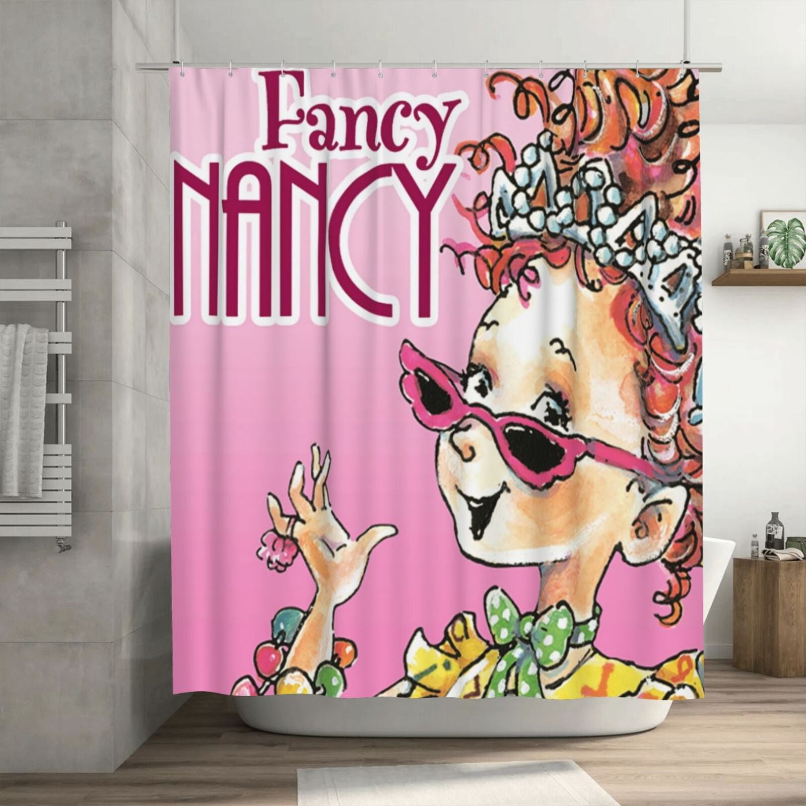 Fancy Nancy Shower Curtain, Lovely Cartoon Shower Curtains Set for Kids ...