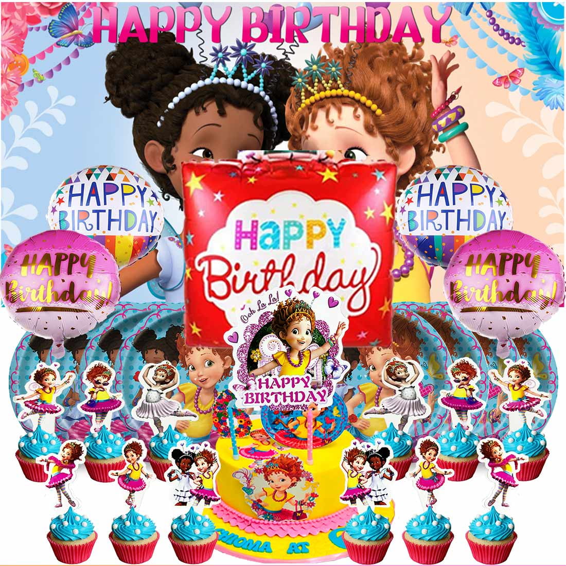 Fancy Nancy Supplies Plates Decoration Backdrop Banner Birthday Decor ...