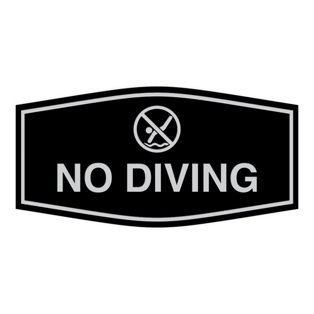 Fancy No Diving Sign (Black / Silver) - Small - Walmart Business Supplies