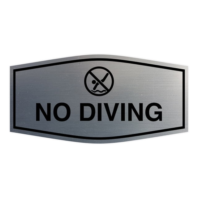 Fancy No Diving Sign (Brushed Silver) - Large - Walmart Business Supplies