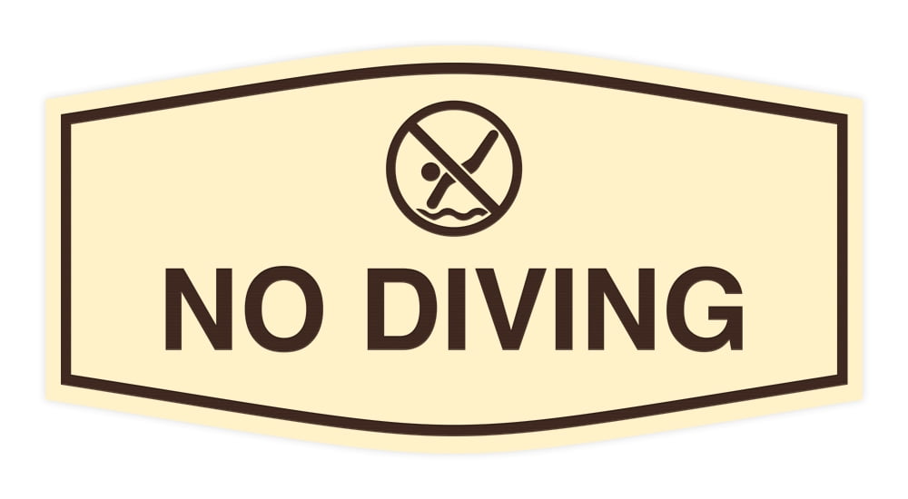 Fancy No Diving Sign (Ivory/Dark Brown) - Large - Walmart Business Supplies
