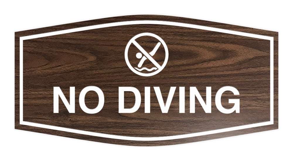 Fancy No Diving Sign (Walnut) - Large - Walmart Business Supplies