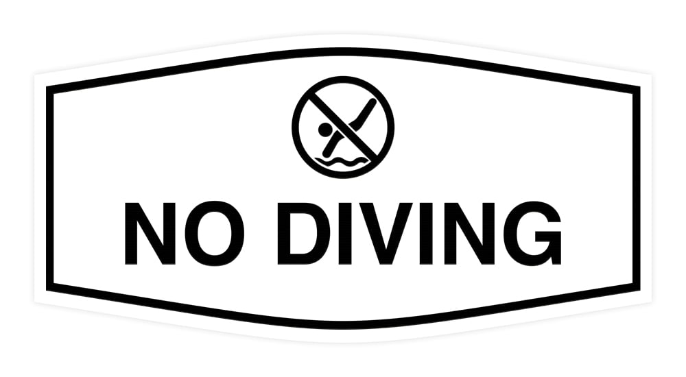 Fancy No Diving Sign with Adhesive Tape, (White) - Large - Walmart.com