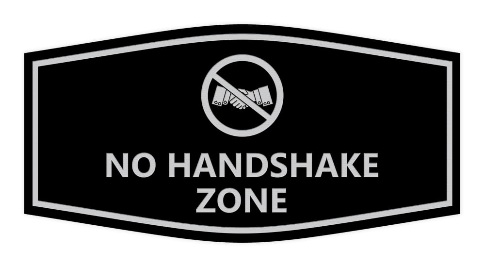 Fancy No Handshake Zone Sign (Black / Silver) - Small - Walmart.com