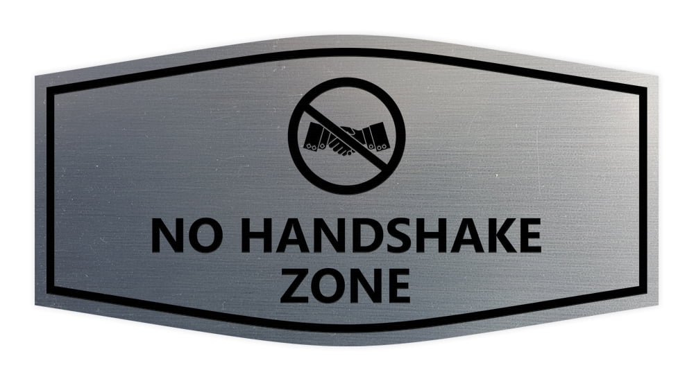 Fancy No Handshake Zone Sign (Brushed Silver) - Large - Walmart.com