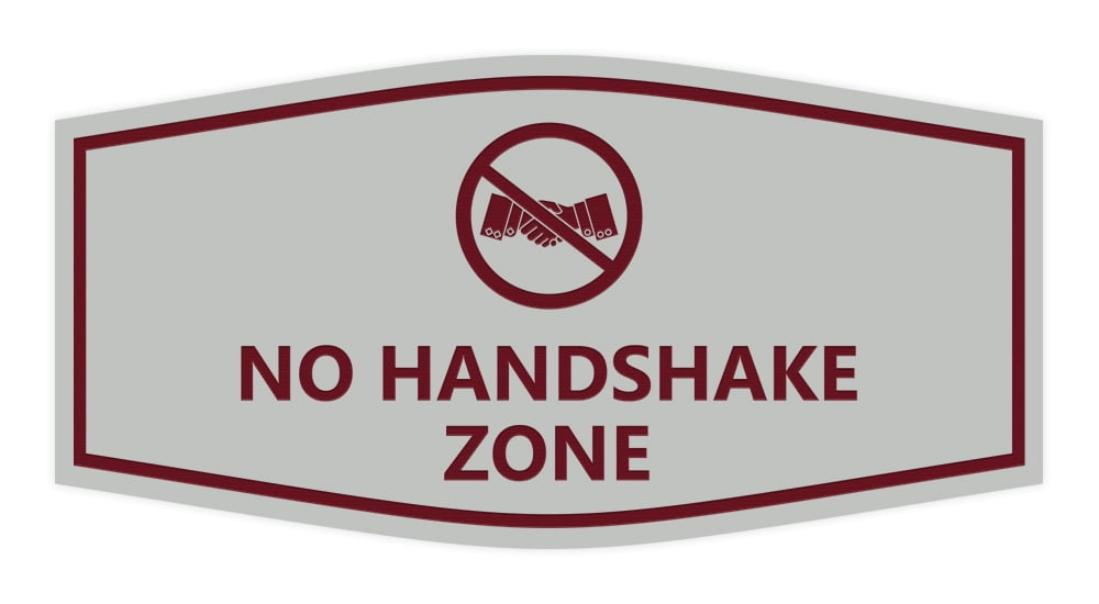 Fancy No Handshake Zone Sign (Light Grey / Burgundy) - Medium - Walmart.com