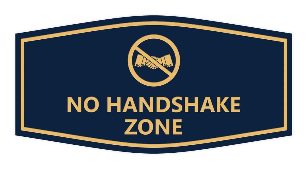 Fancy No Handshake Zone Sign (Navy Blue/Gold) - Medium - Walmart.com