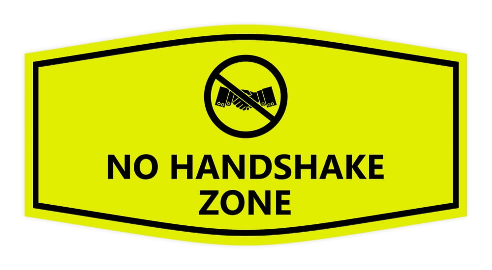 Fancy No Handshake Zone Sign (Yellow / Black) - Large - Walmart.com