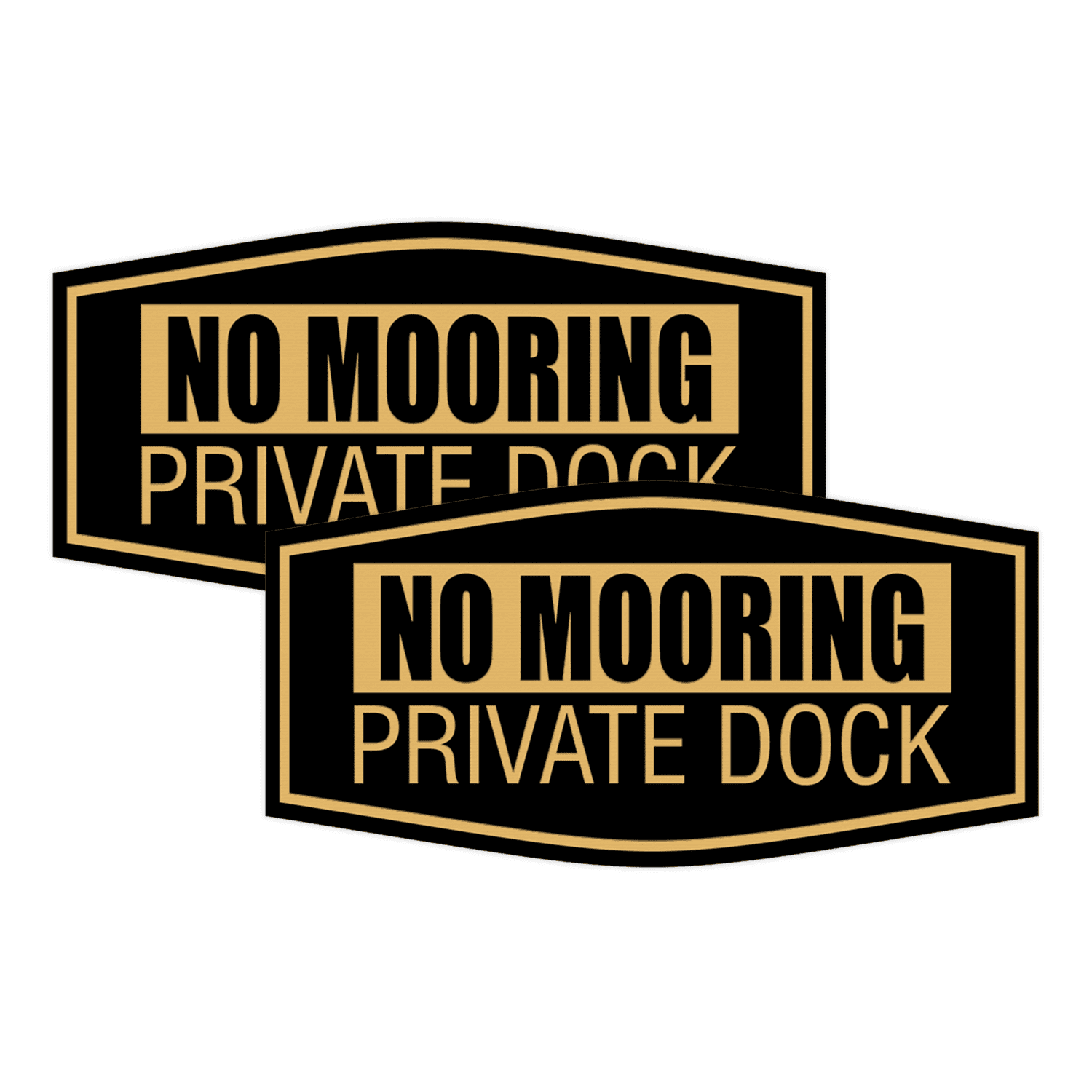 Fancy No Mooring Private Dock Sign (Black/Gold) - Small (2 Pack ...