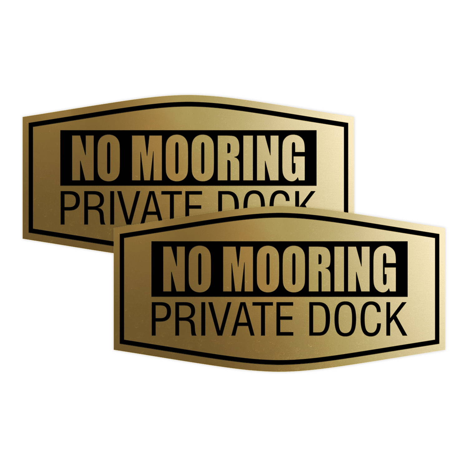 Fancy No Mooring Private Dock Sign (Brushed Gold) - Large (2 Pack ...