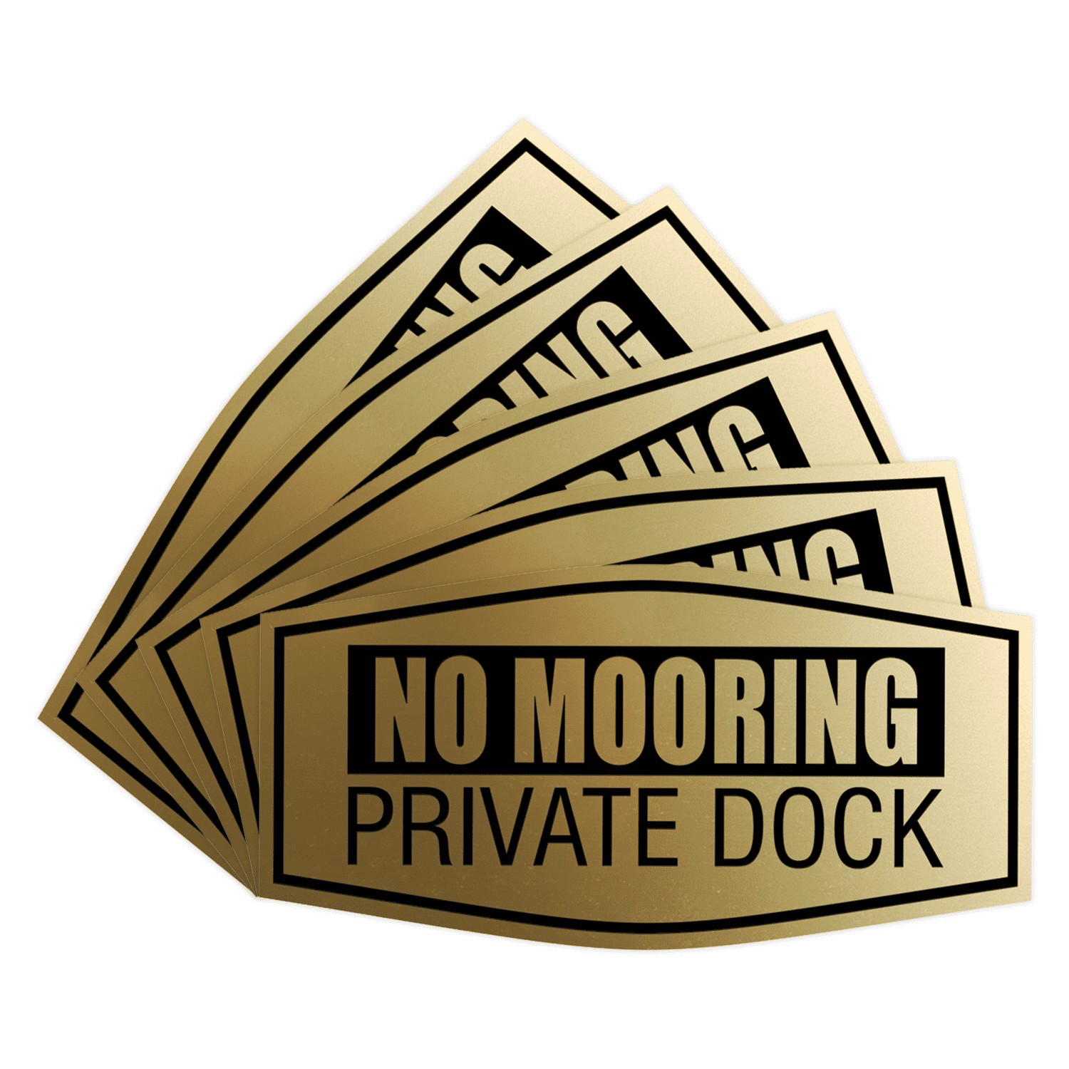 Fancy No Mooring Private Dock Sign (Brushed Gold) - Large (5 Pack ...