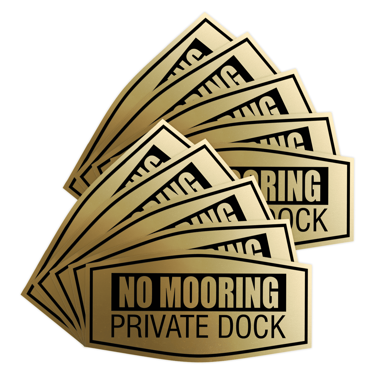 Fancy No Mooring Private Dock Sign (Brushed Gold) - Medium (10 Pack ...