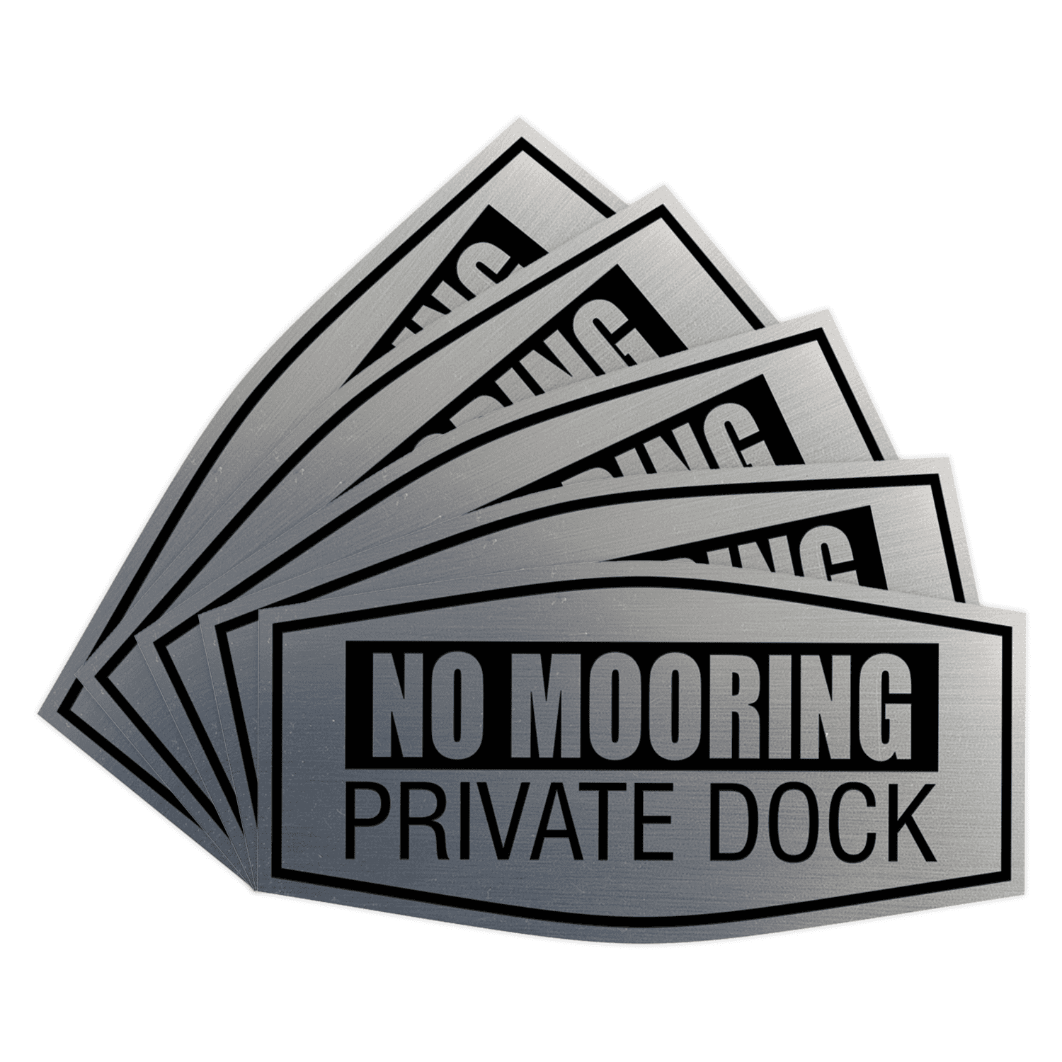 Fancy No Mooring Private Dock Sign (Brushed Silver) - Large (5 Pack ...