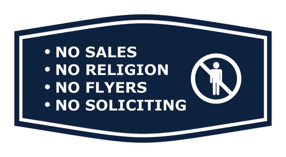 Fancy No Sales, No Religion, No Flyers, No Soliciting Sign (Navy Blue ...