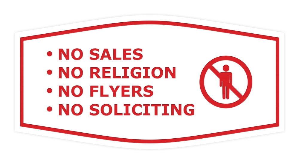 Fancy No Sales, No Religion, No Flyers, No Soliciting Sign (White/Red ...