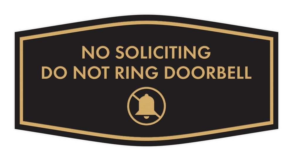 Fancy No Soliciting Do Not Ring Doorbell Sign (Black Gold) - Large ...
