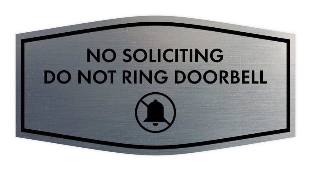 Fancy No Soliciting Do Not Ring Doorbell Sign (Brushed Silver) - Medium ...