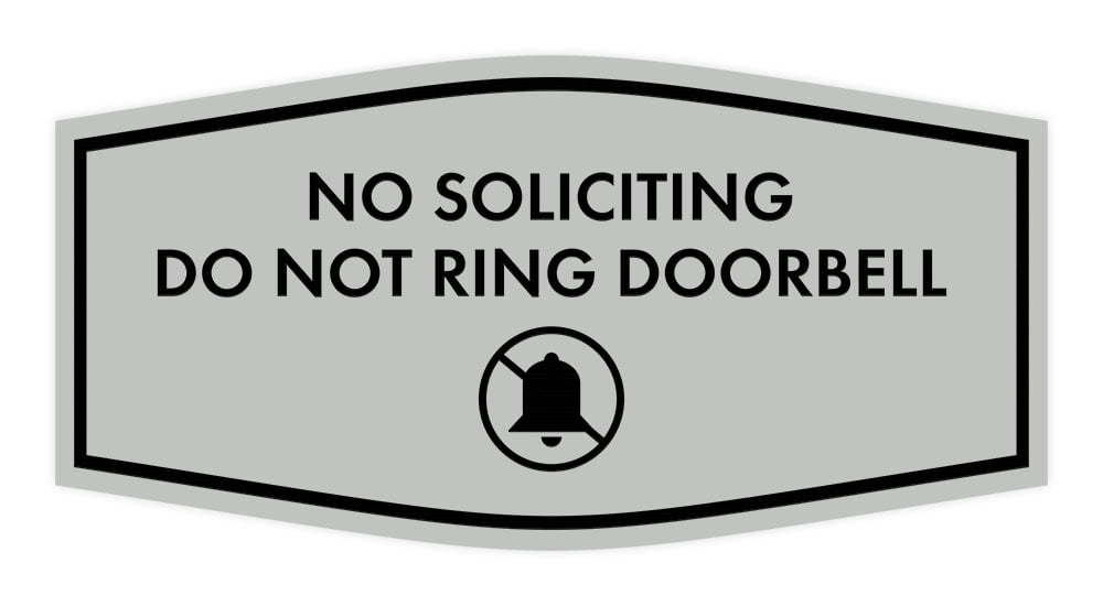 Fancy No Soliciting Do Not Ring Doorbell Sign (Lt Gray) - Medium ...