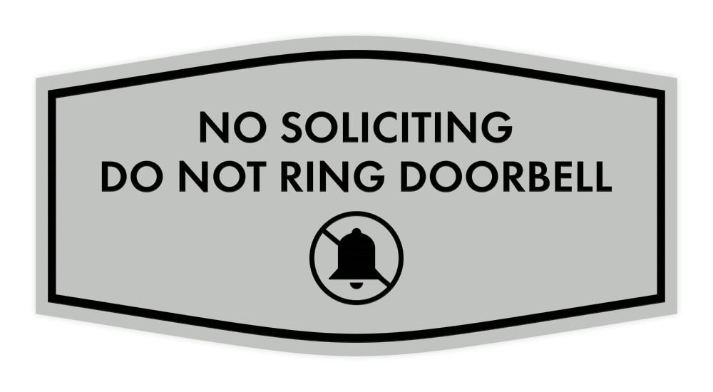 Fancy No Soliciting Do Not Ring Doorbell Sign (Lt Gray) - Small ...