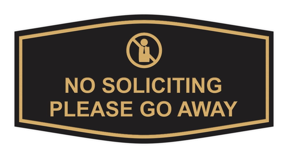 Fancy No Soliciting Please Go Away Sign (Black Gold) - Large - Walmart.com