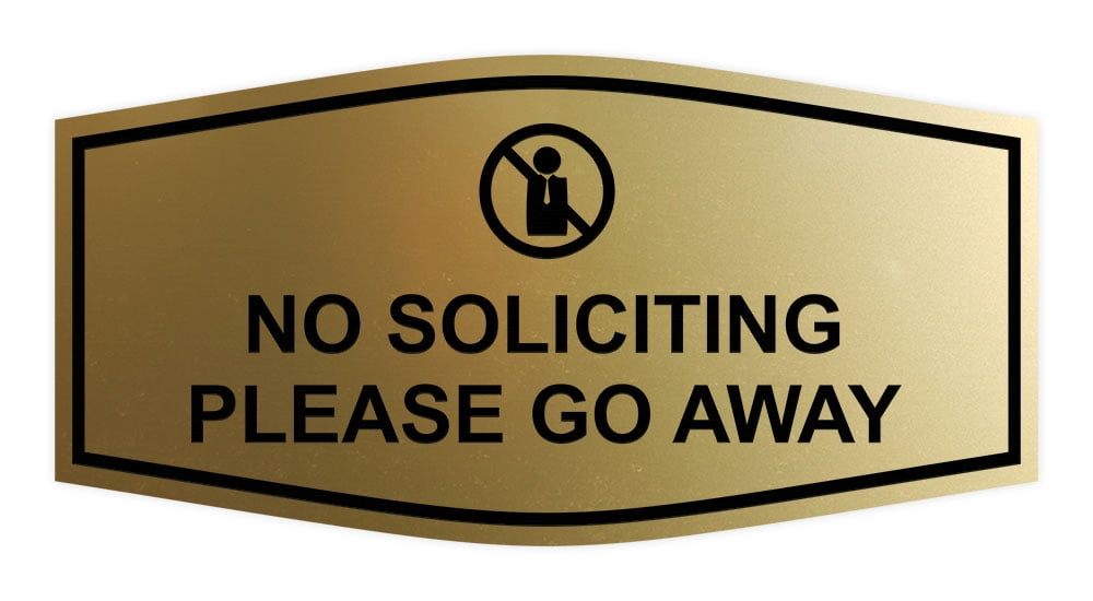 Fancy No Soliciting Please Go Away Sign (Brushed Gold) - Large ...