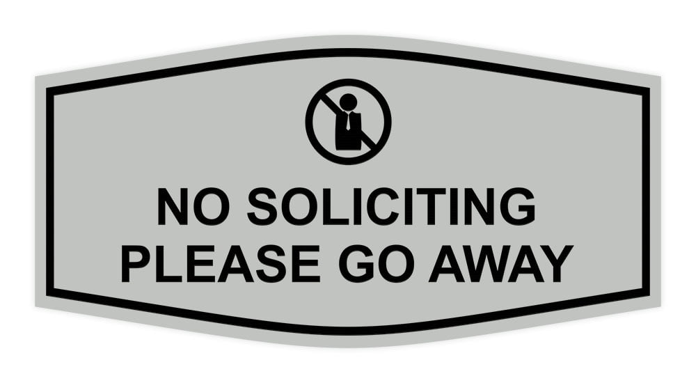 Fancy No Soliciting Please Go Away Sign (Lt Gray) - Large - Walmart.com