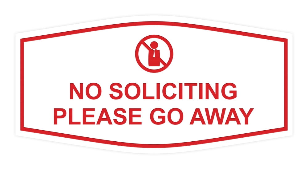 Fancy No Soliciting Please Go Away Sign (White/Red) - Large - Walmart.com