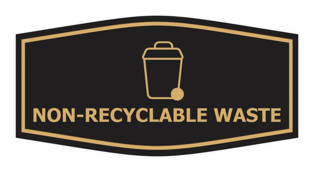 Fancy Non-Recyclable waste Sign (Black Gold) - Large - Walmart.com