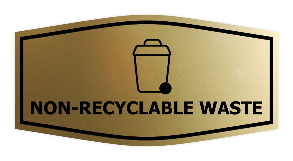 Fancy Non-Recyclable waste Sign (Brushed Gold) - Small - Walmart.com