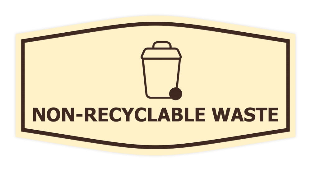 Fancy Non-Recyclable waste Sign (Ivory/Dark Brown) - Small - Walmart.com