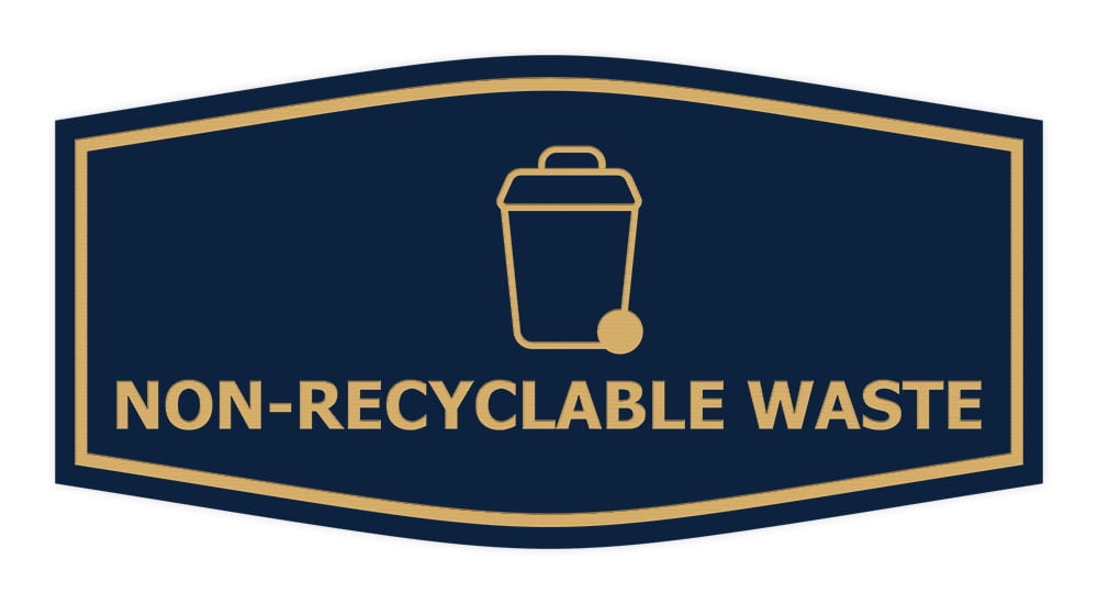 Fancy Non-Recyclable waste Sign (Navy Blue/Gold) - Small - Walmart.com