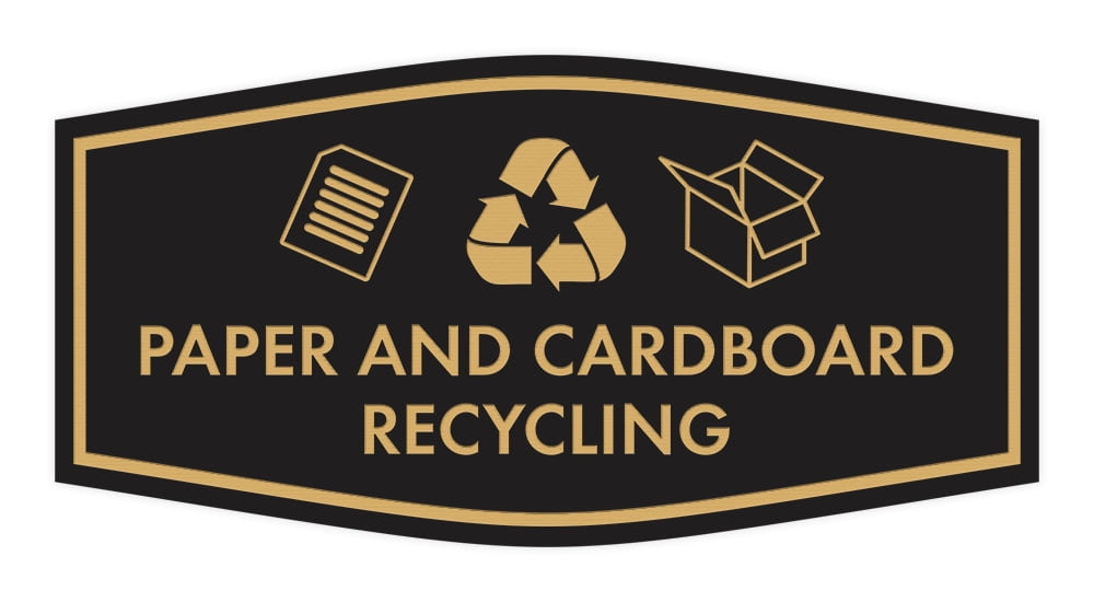 Fancy Paper and Cardboard Recycling Sign (Black /Gold) - Small ...