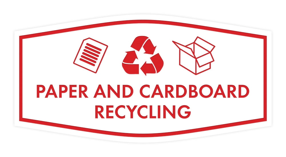 Fancy Paper and Cardboard Recycling Sign (White/Red) - Medium - Walmart.com