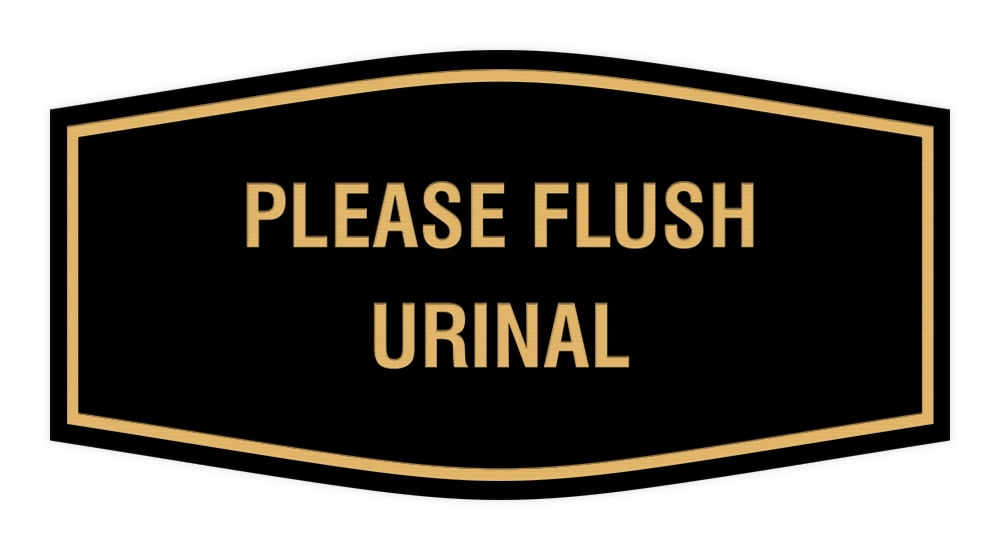 Fancy Please Flush Urinal Sign (Black /Gold) - Small - Walmart.com