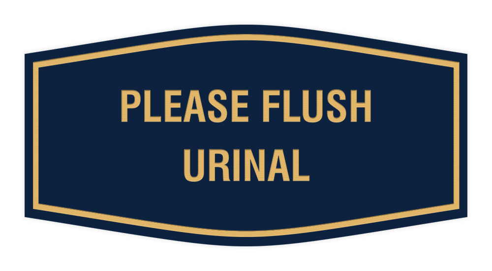 Fancy Please Flush Urinal Sign (Navy Blue/Gold) - Large - Walmart.com