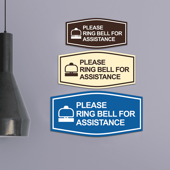 Designer Please Ring Bell for Assistance (Classic Bell) Sign (Brushed ...