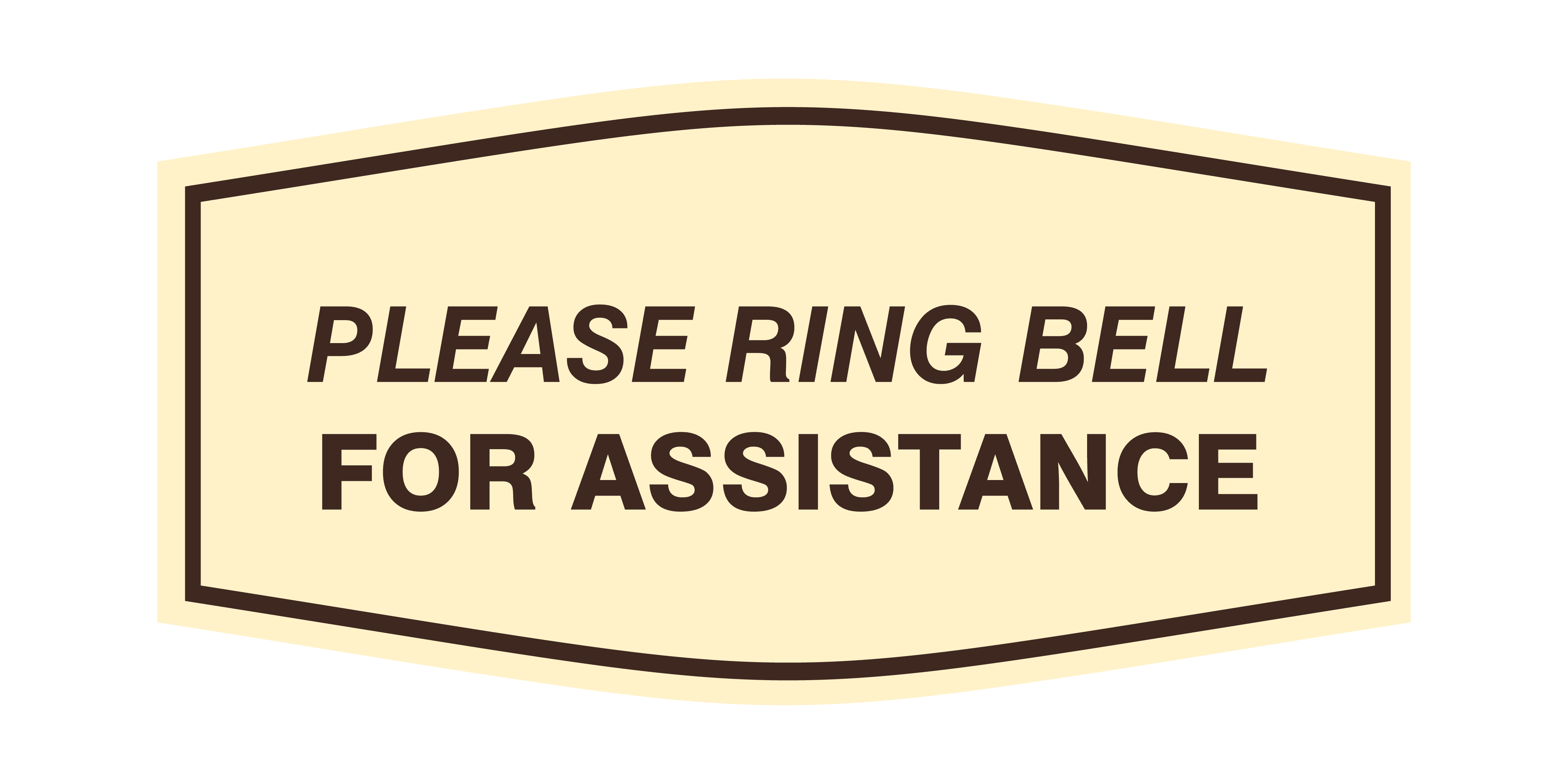 Fancy Please Ring Bell for Assistance Sign (Ivory/Dark Brown) - Small ...