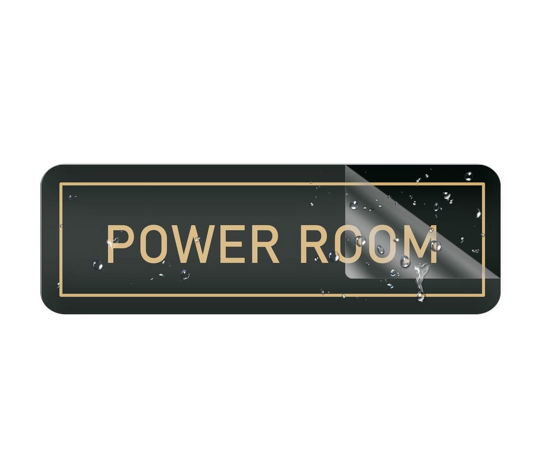 Fancy Powder Room Sign Acrylic Plastic Sign 10"X3"- Self Stick Door ...