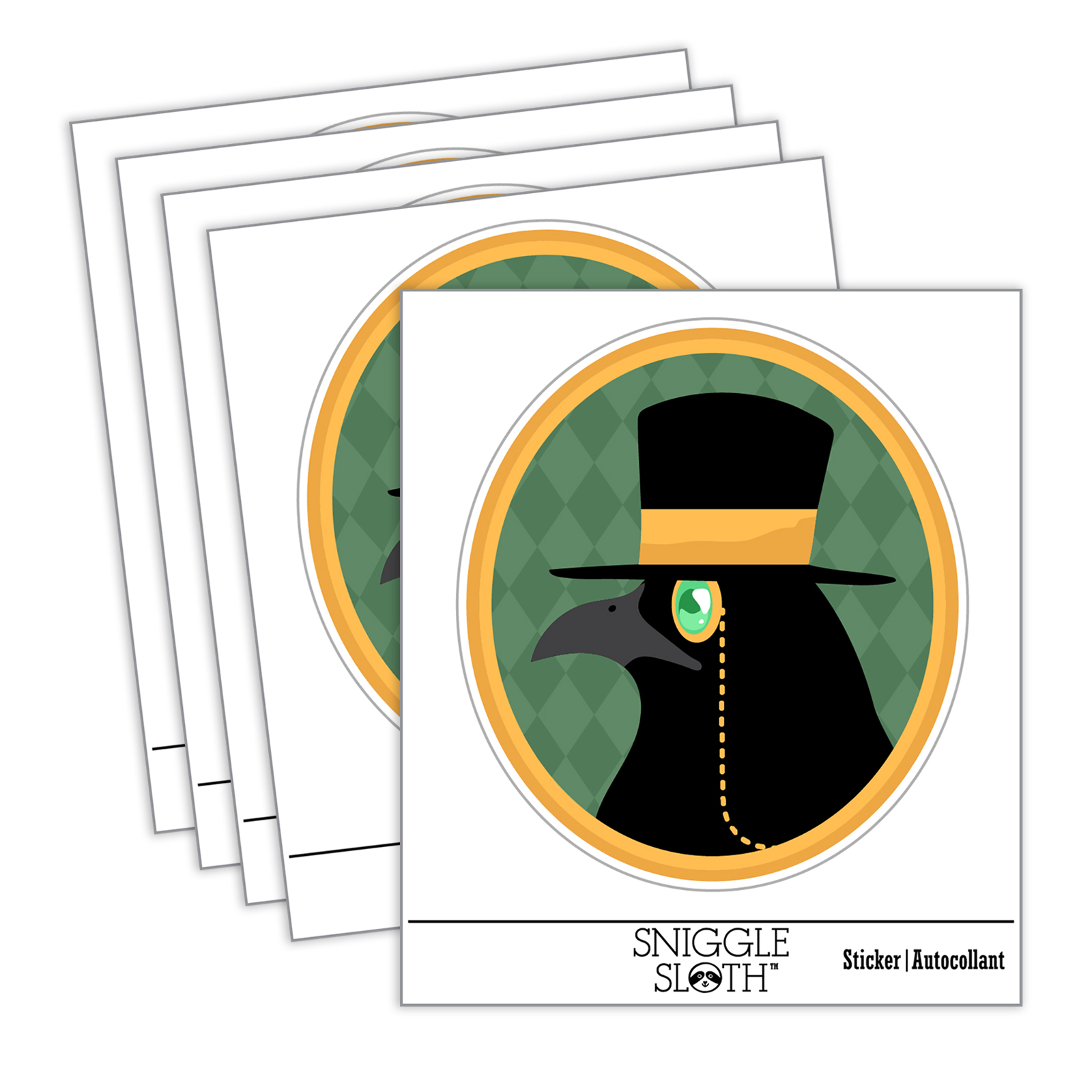 Fancy Raven Bird with Top Hat Monocle Car Window Bumper Water Bottle ...